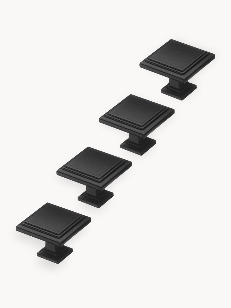 Комплект из 4 шт. ручка-кнопка Kerron RK-105 BL, ЦАМ, цвет матовый чёрный