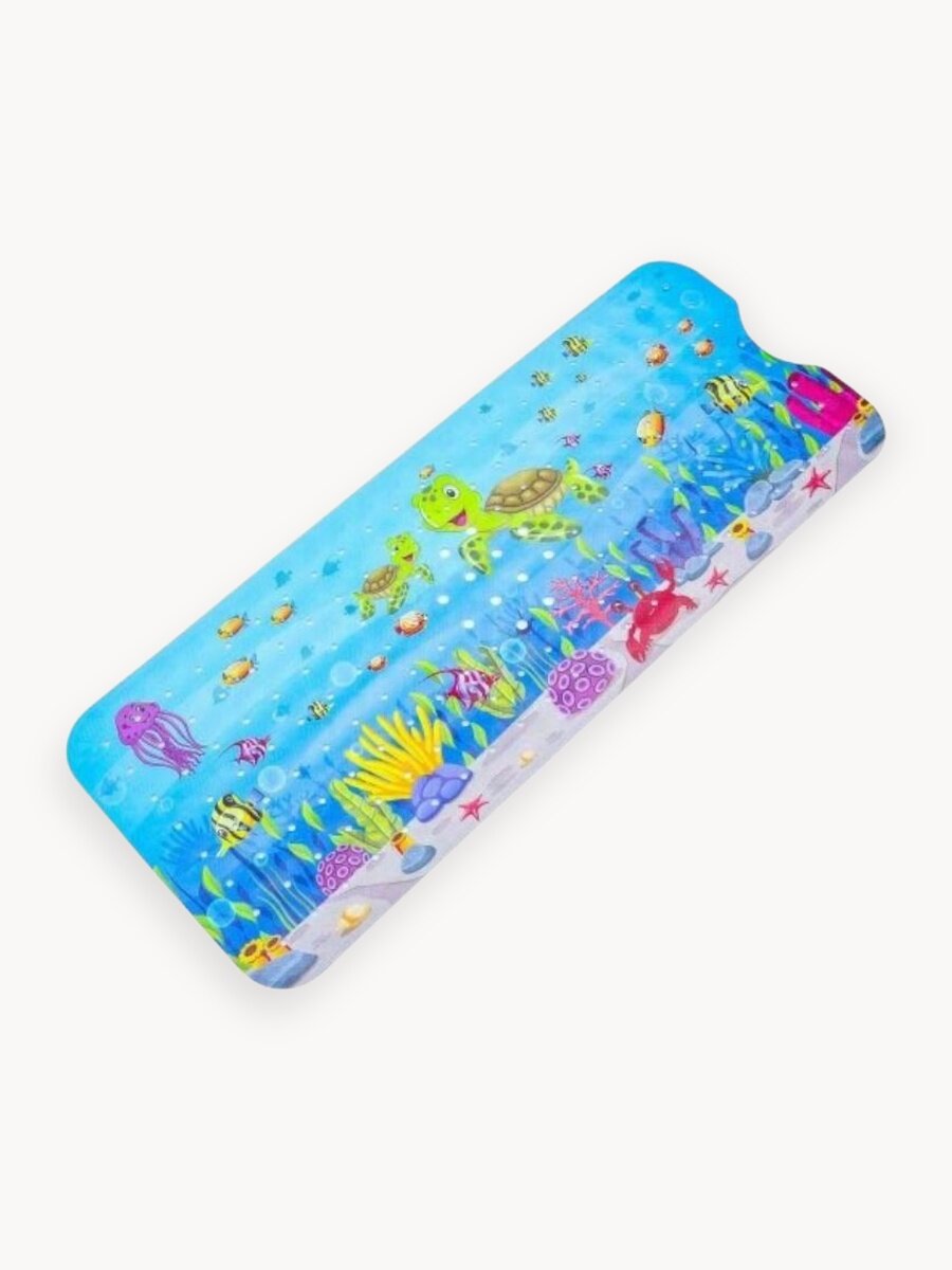 Коврик детский для ванной противоскользящий резиновый на присосках Голубая черепаха