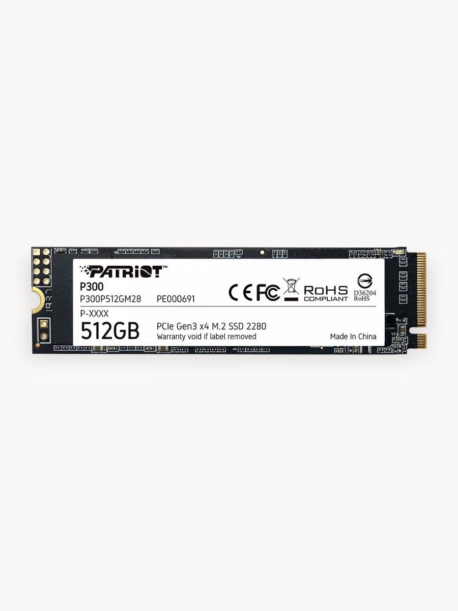 Твердотельный накопитель Patriot P300 512ГБ, M.2 2280, PCIe 3.0 x4, M.2 P300P512GM28