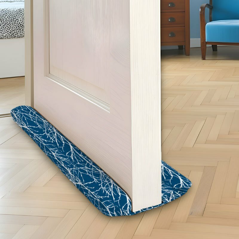 Полосатая синяя и белая заглушка для двери с принтом, стиль 1