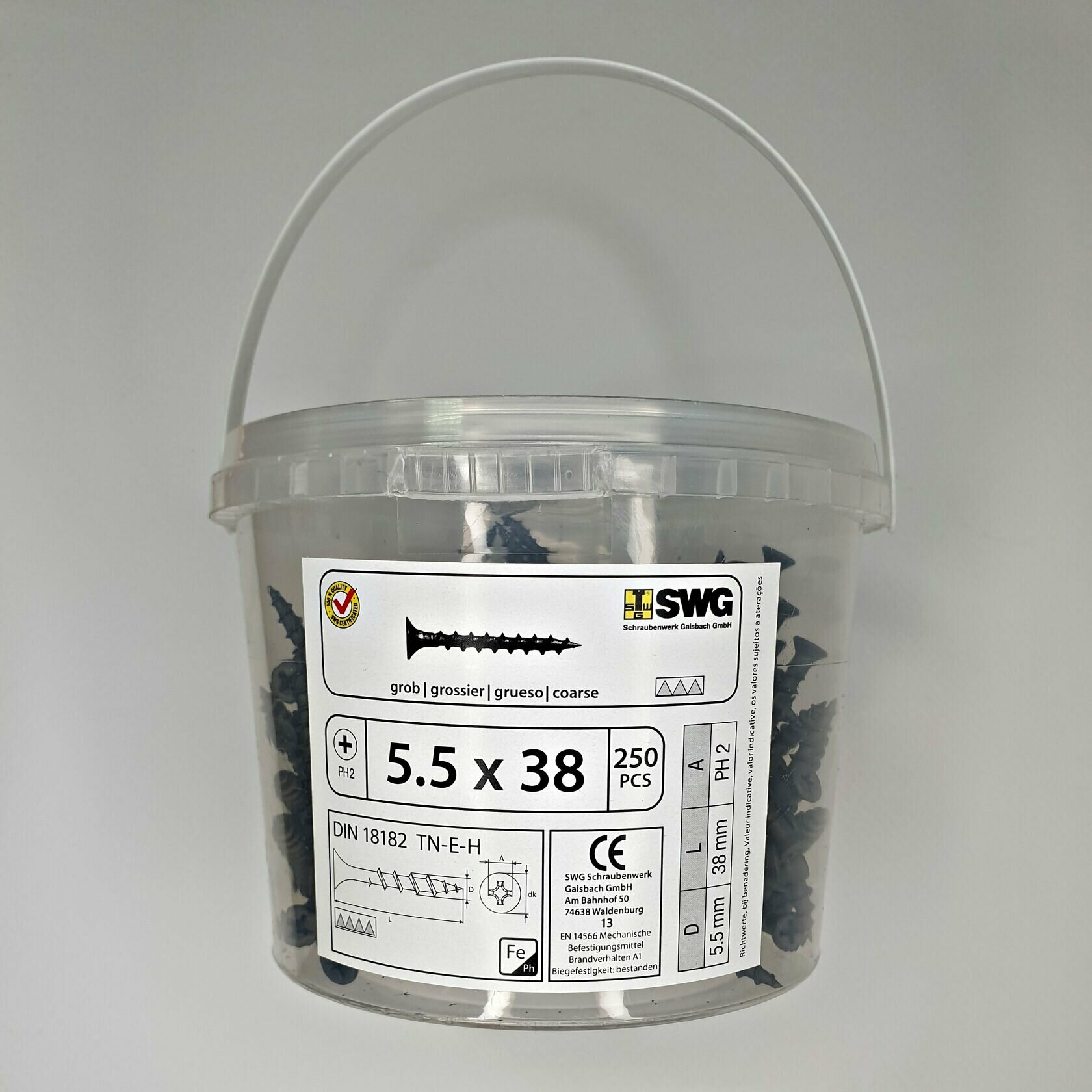 Саморез DIN 18182 ГСП+ГСП (5.5x38) (250 pcs) SWG, Германия