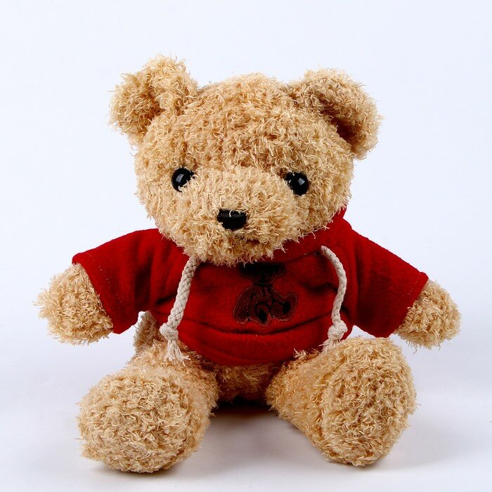 Мягкая игрушка Медведь, в кофте, 30 см, красная