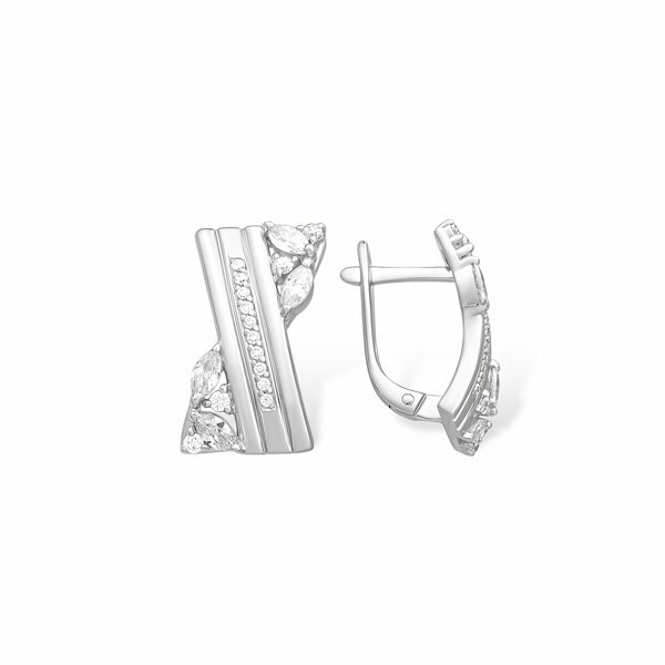 Серьги, серебро, 925 проба, родирование, фианит