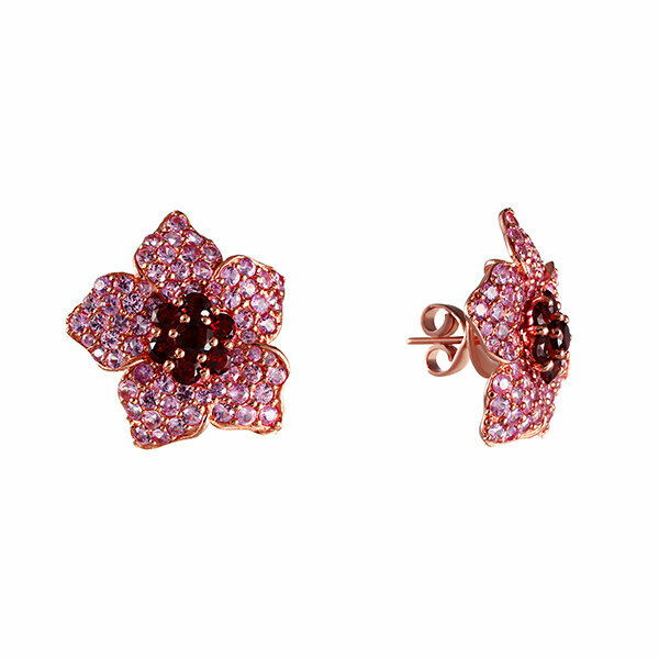 Серьги, серебро, 925 проба, гранат