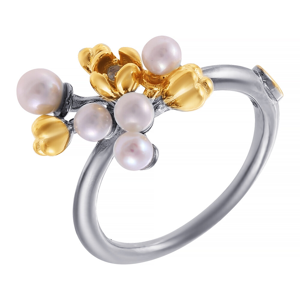 Кольцо, серебро, 925 проба, жемчуг