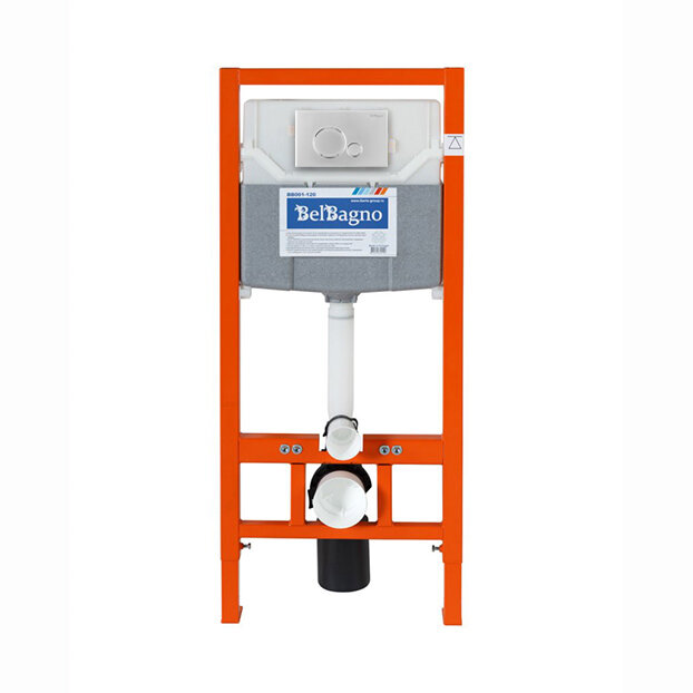 Инсталляция для унитаза BelBagno BB001-120 с кнопкой BB015-SR-CHROME хром глянцевый