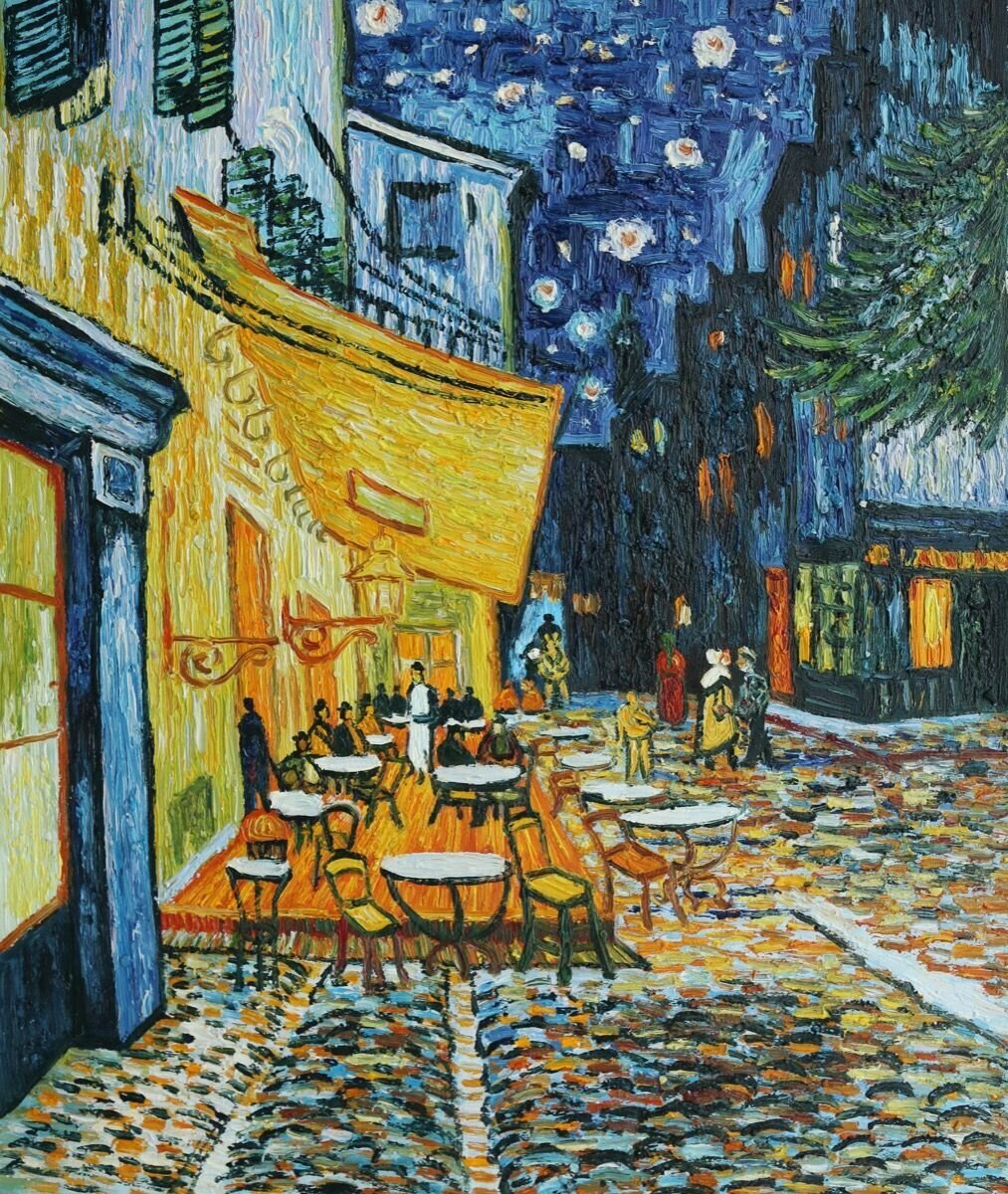 Картина маслом "Ночная терраса кафе" 50х60см