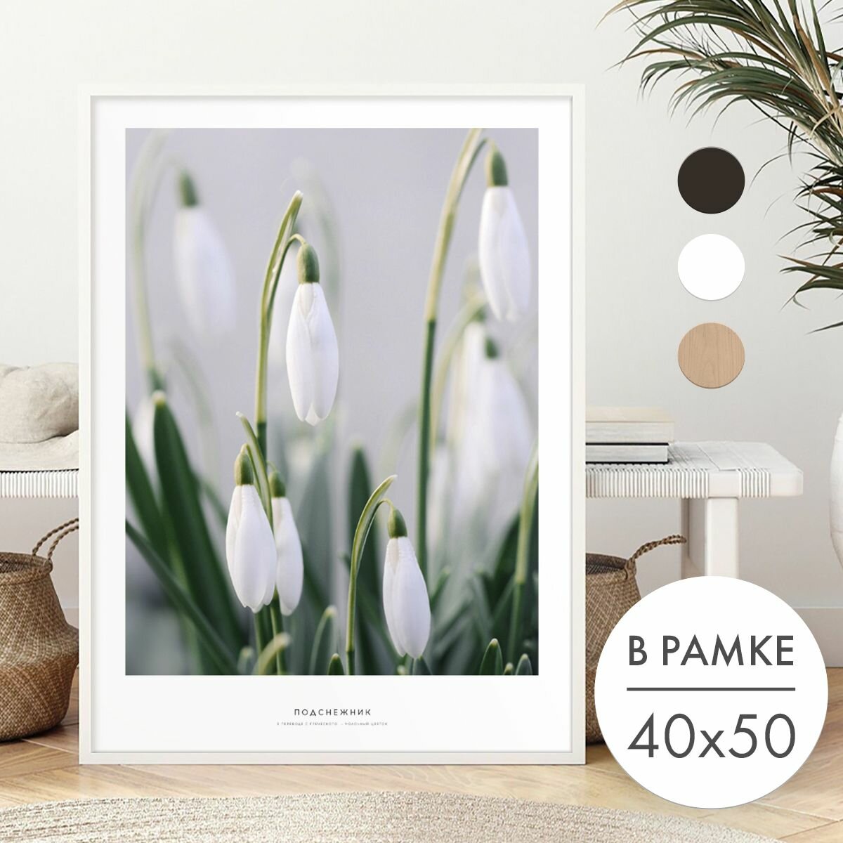 Постер 40х50 В рамке "Ландыши" для интерьера