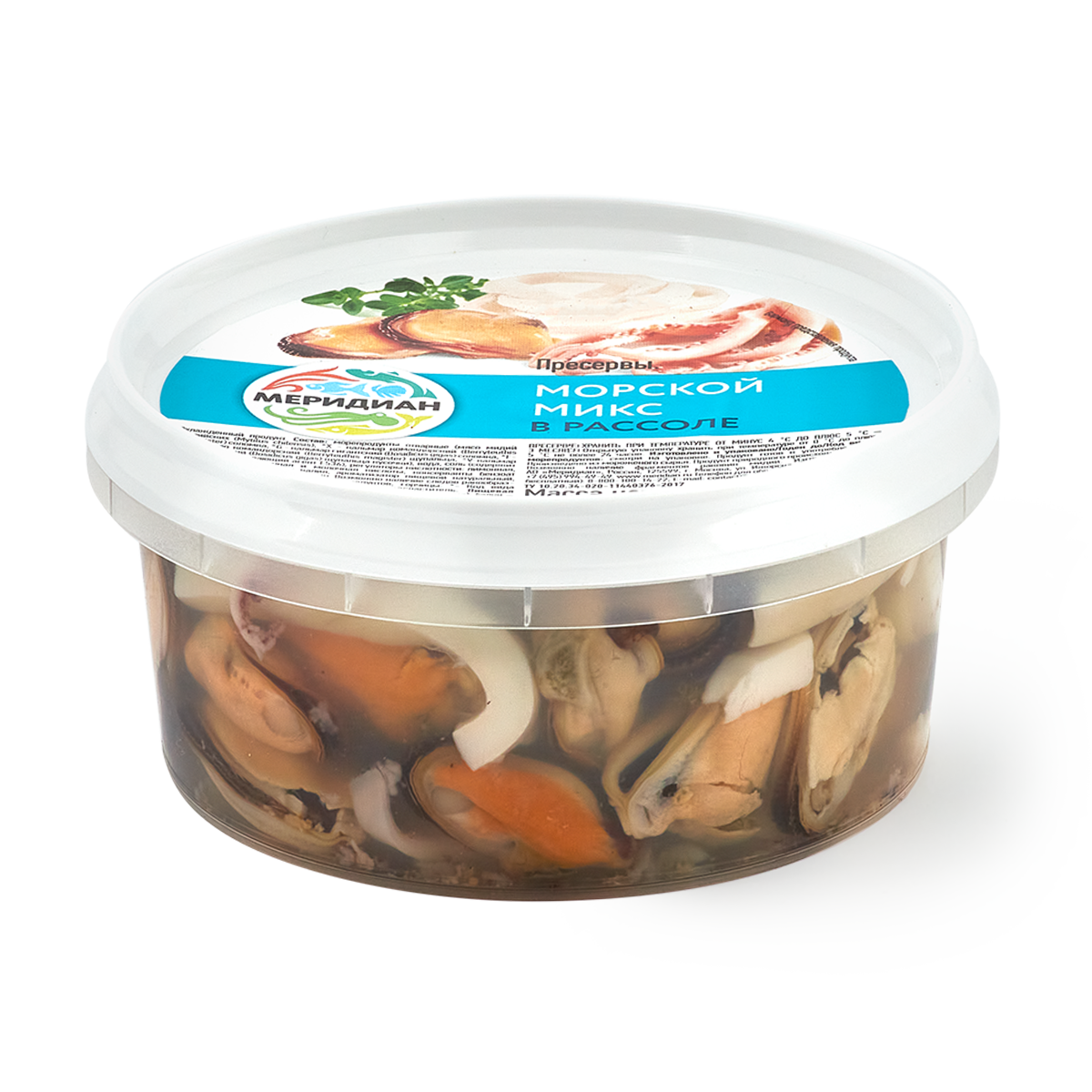 Коктейль из морепродуктов Меридиан, в рассоле, кусочки, 180 г