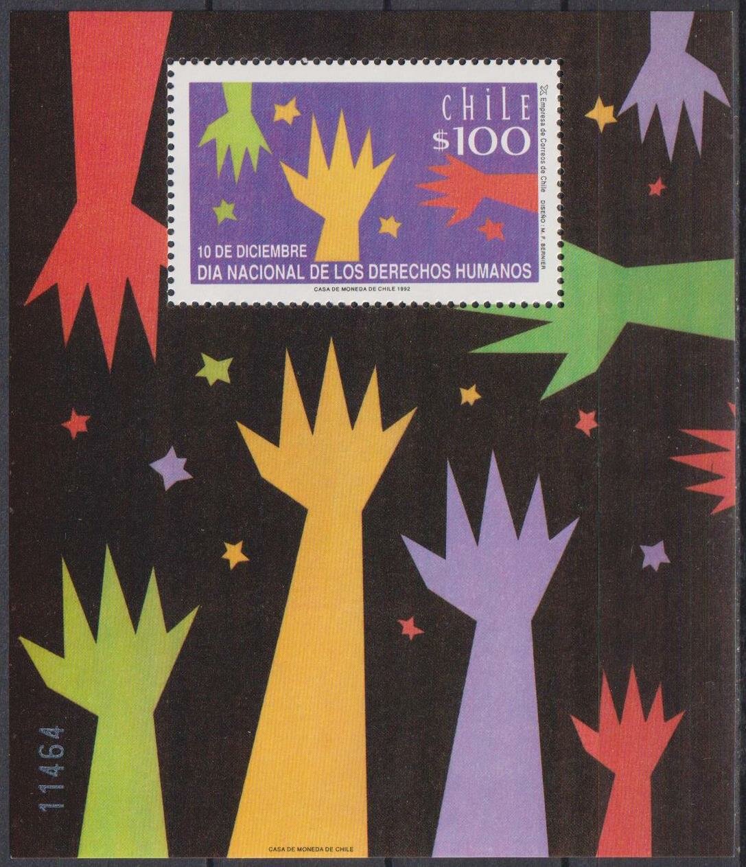 Почтовые марки Чили 1992г. "Национальный день прав человека" Праздники MNH