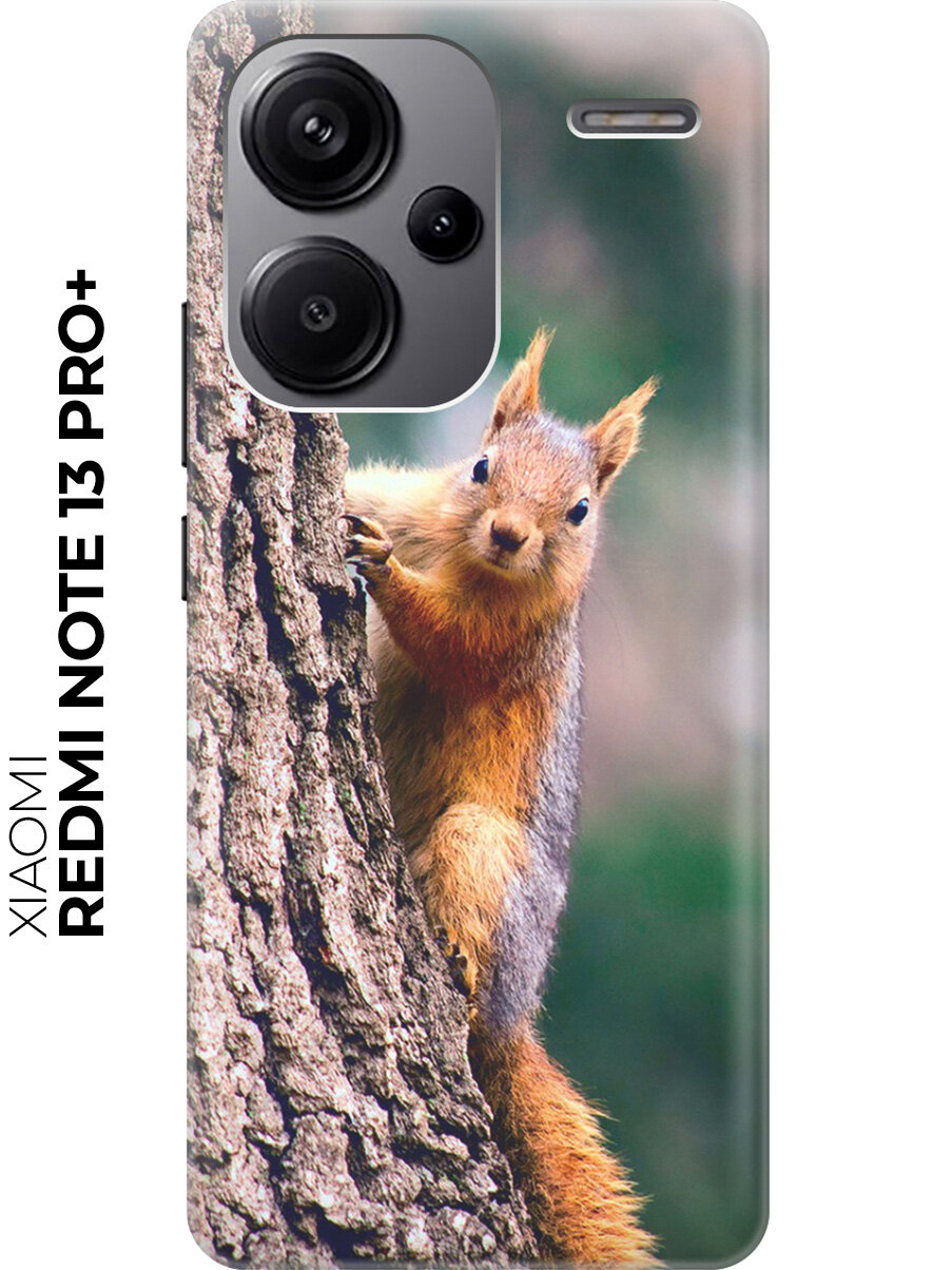 Силиконовый чехол на Xiaomi Redmi Note 13 Pro + / Сяоми Редми Ноут 13 Про + с рисунком "Белочка"