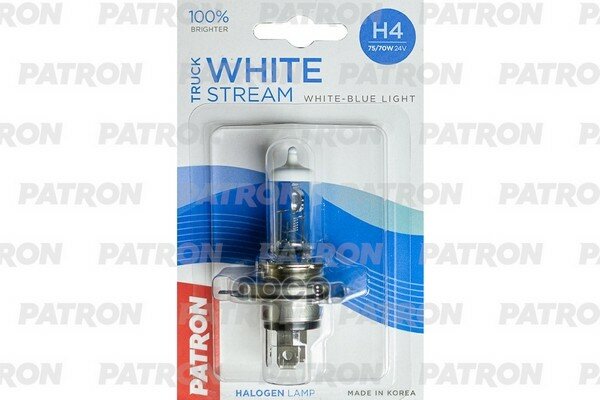 Лампа галогенная блистер 1шт H4 24V 75/70W 3800K P43t-38 Truck White Stream (+100% яркости, яркий белый свет, +50м светового .