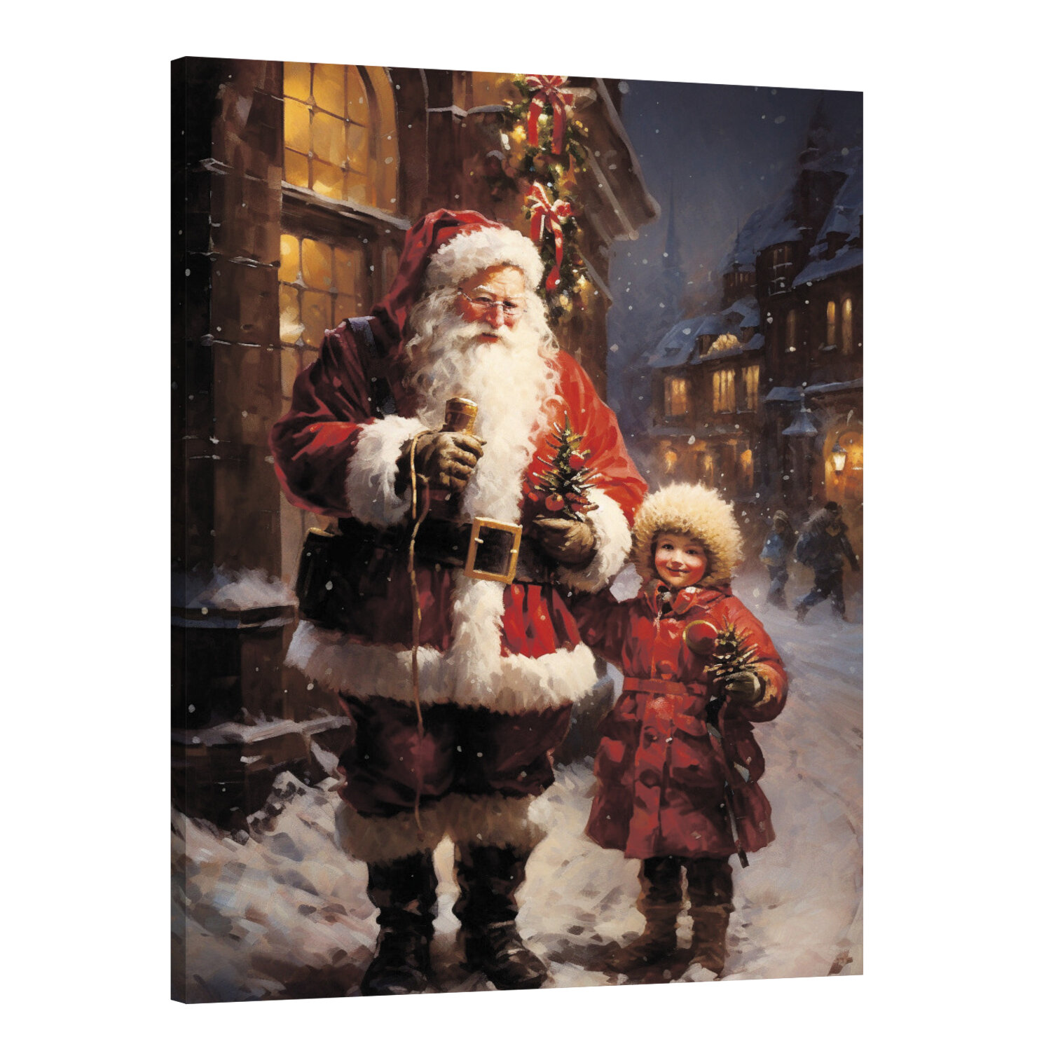 Интерьерная картина 50х70 "Встреча Деда Мороза и Снегурочки"