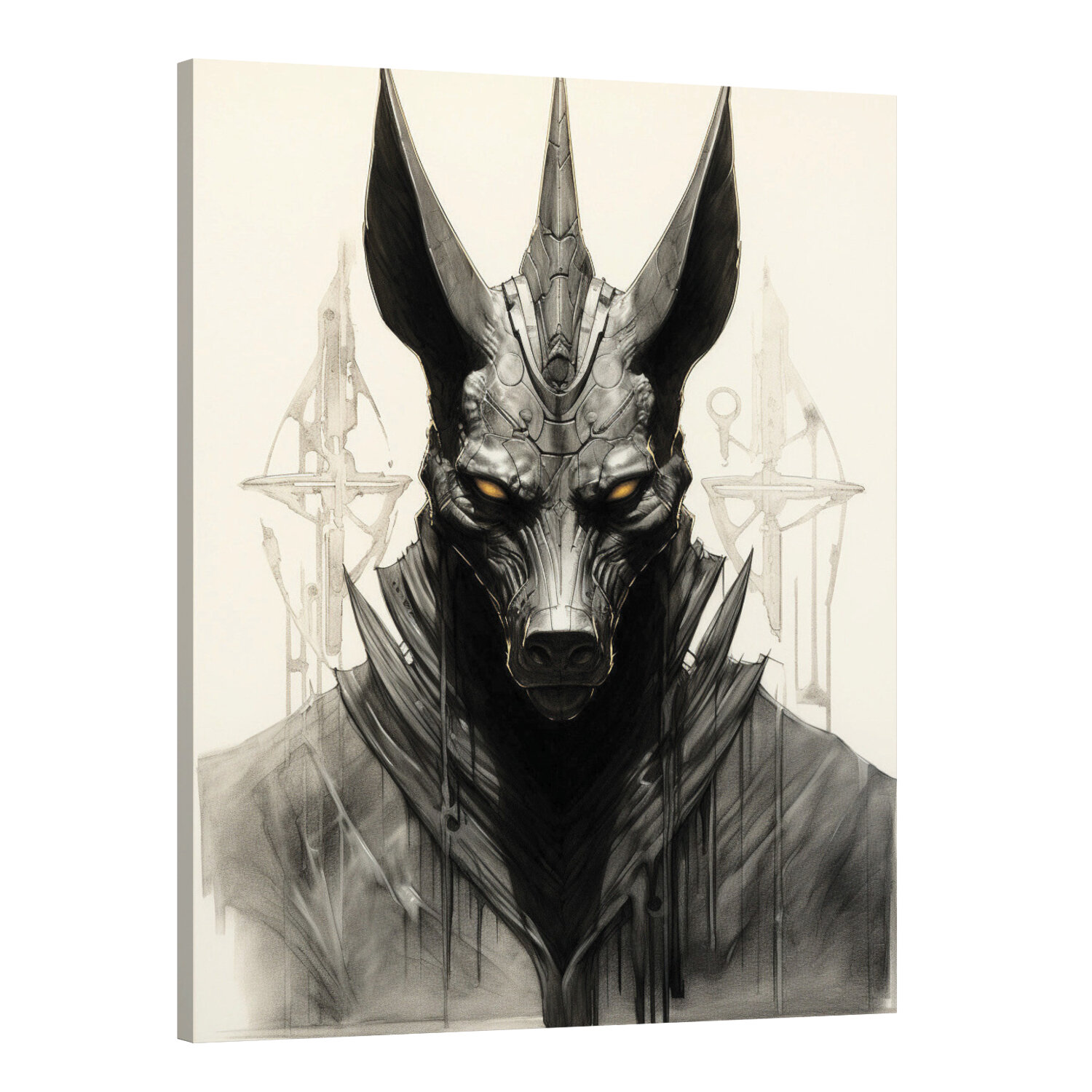 Интерьерная картина 50х70 "Анубис: воплощение судьбы и справедливого суда"