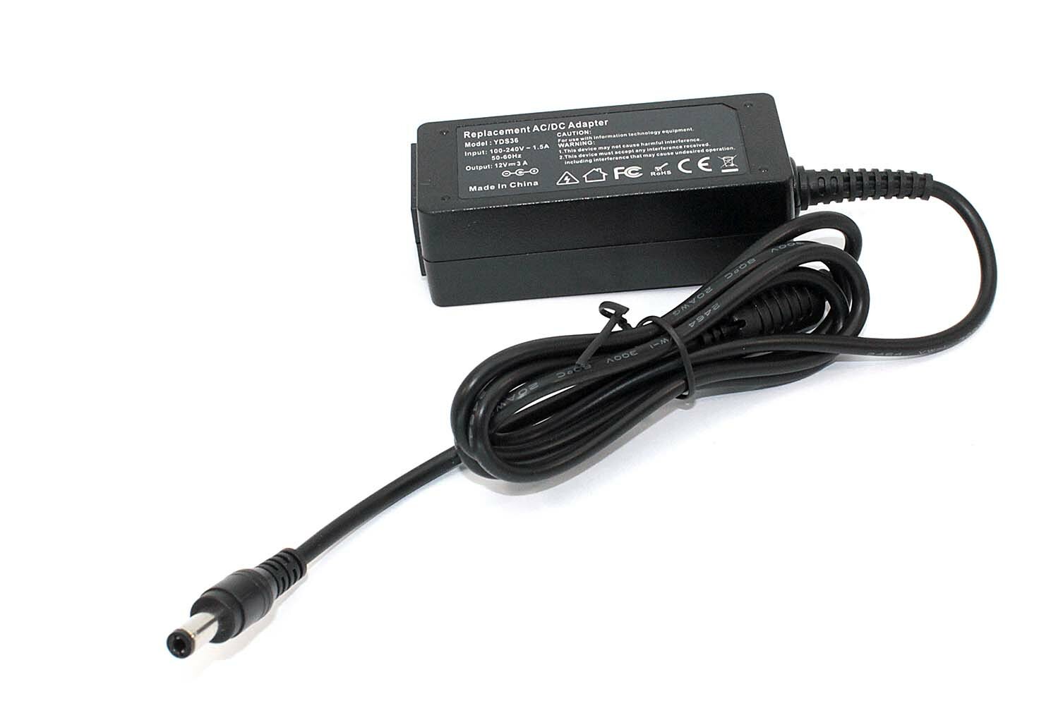 Блок питания для монитора и телевизора LCD 12V 3A 36W 5.5x2.5mm DELTA (EADP-48FB A) без сетевого кабеля, черный, HC/ORG