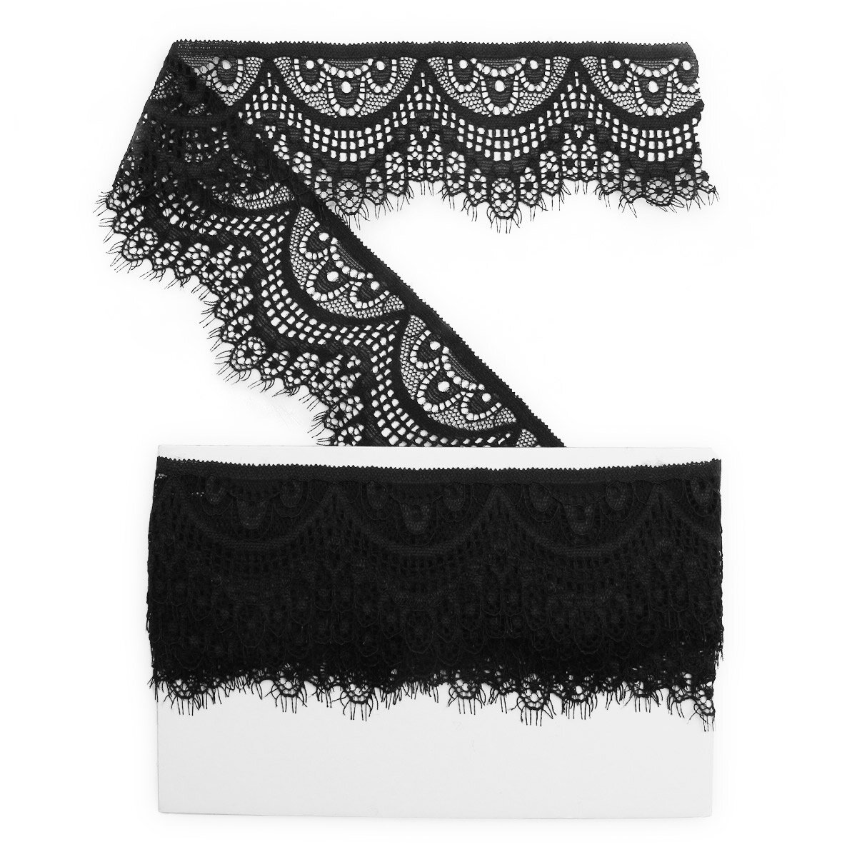 Кружево эластичное для шитья и рукоделия, 6 см*13,71 м, цвет черный, Айрис