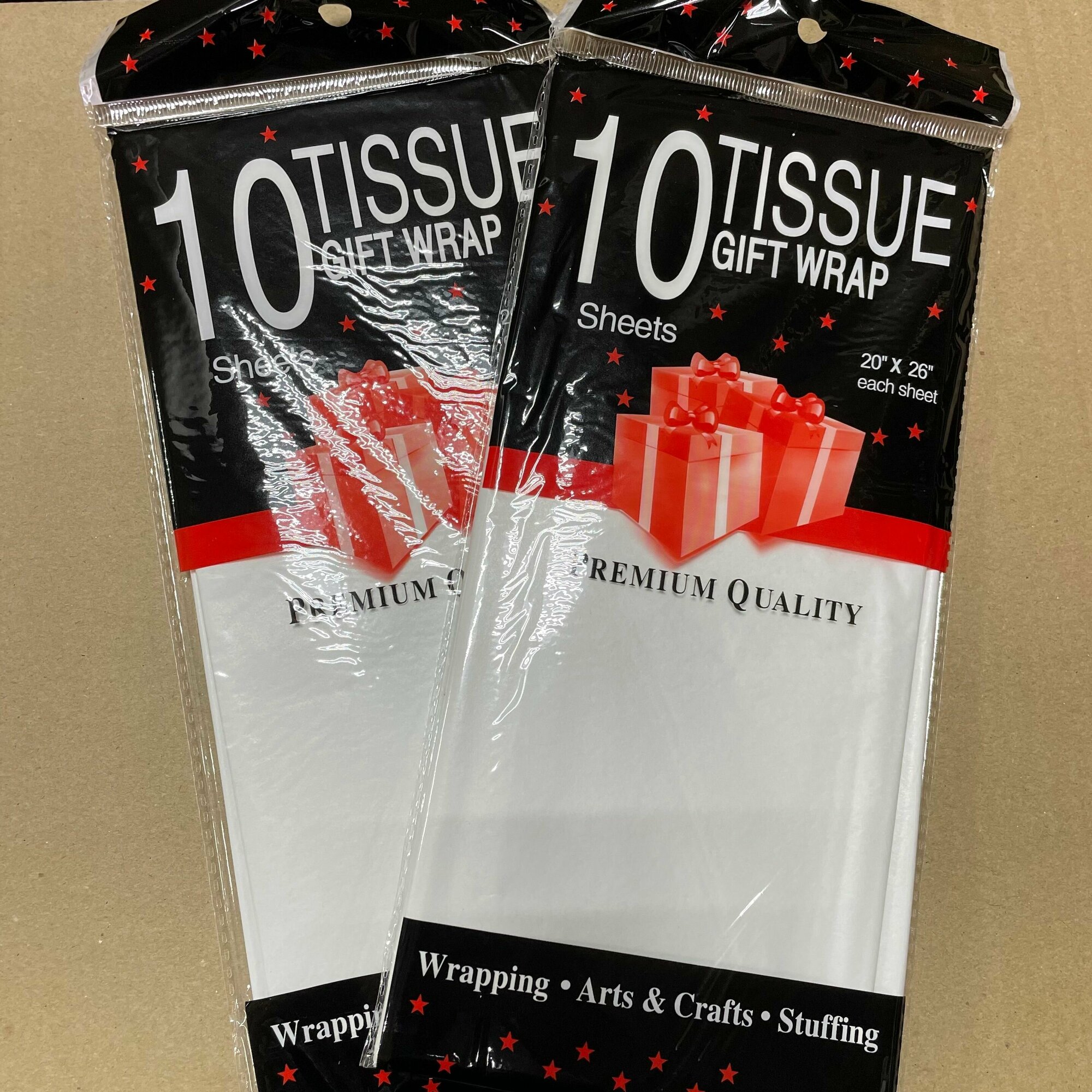 Бумага тишью Белая 50*66см, 20 листов, 2 упаковки / Упаковочная бумага для подарков