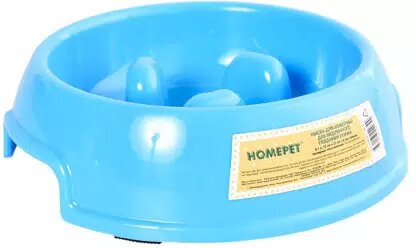 Миска Homepet для медленного поедания корма голубая для животных (700 мл)