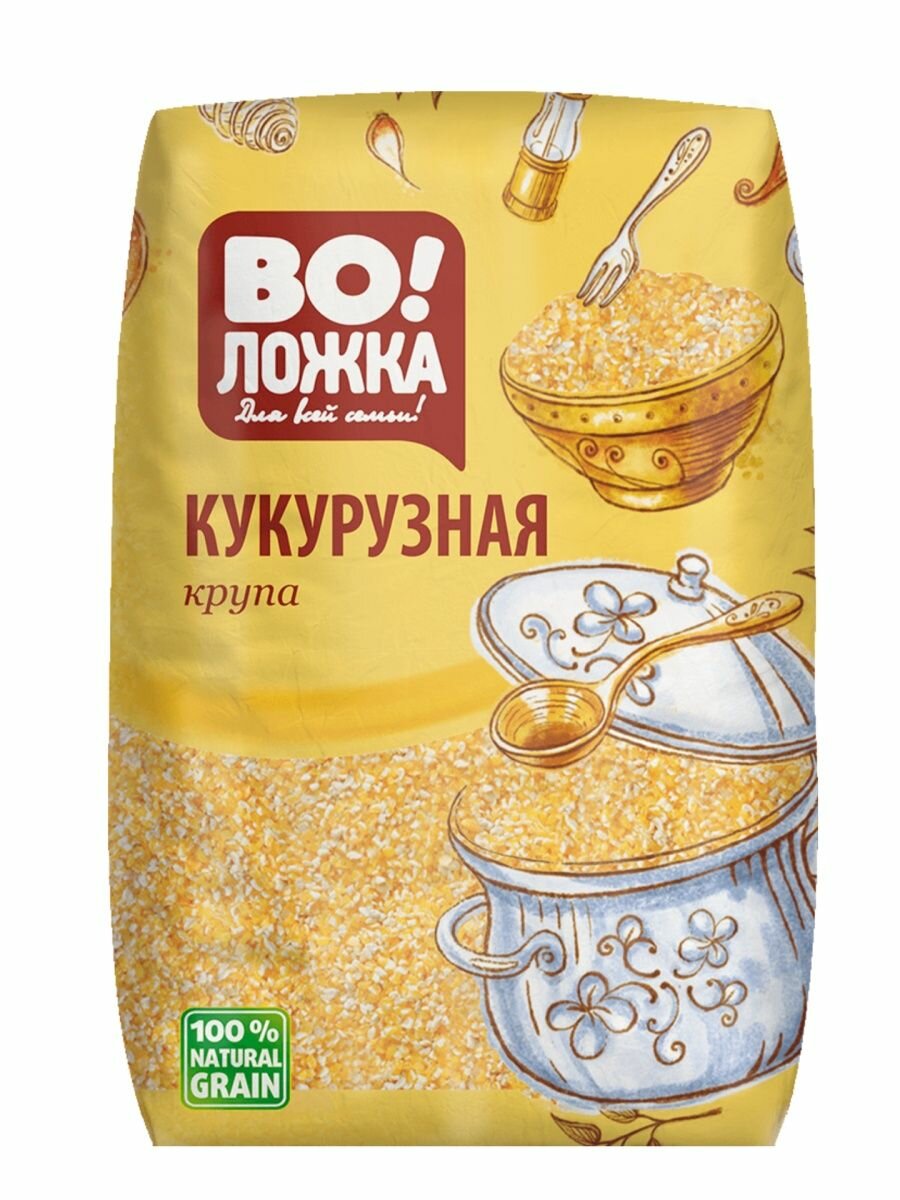 Крупа кукурузная 700г Воложка (мягкая упаковка + картонная коробка)