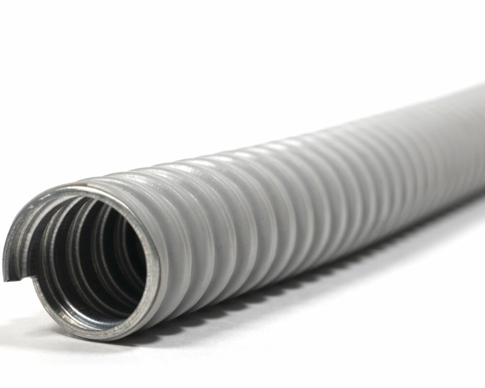 Металлорукав гофроматик в ПВХ изоляции МРПИ НГ 20 серый {zeta41921} (упак 50 м)