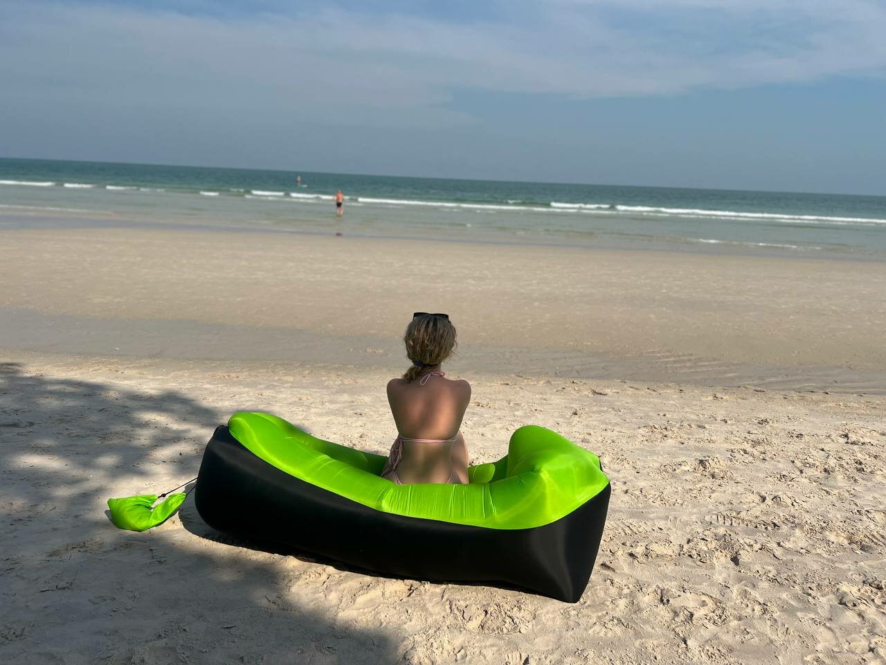 Надувной диван-лежак/Ламзак/ с карманом и сумкой для хранения