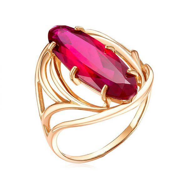 Кольцо, красное золото, 585 проба, рубин синтетический