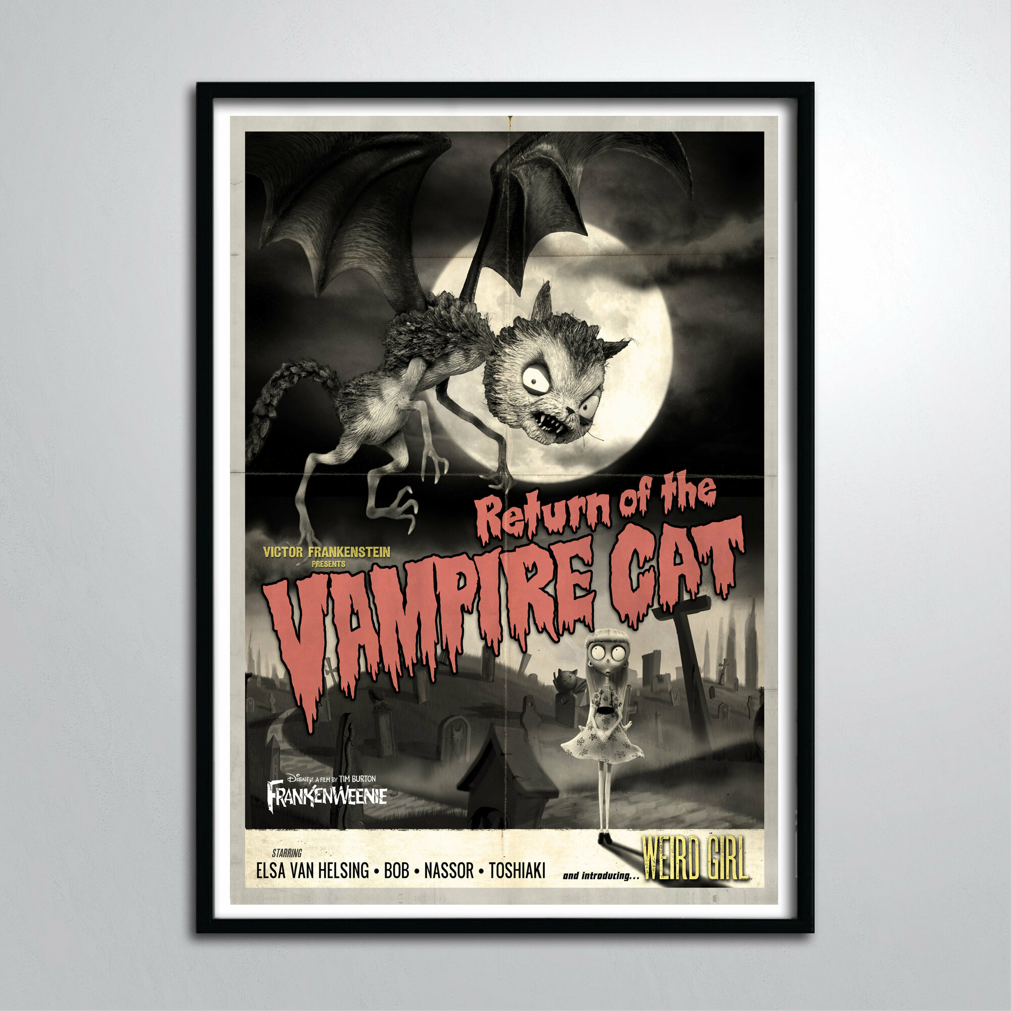 Постер в раме/Франкенвини Тим Бёртон Кот Вампир Frankenweenie