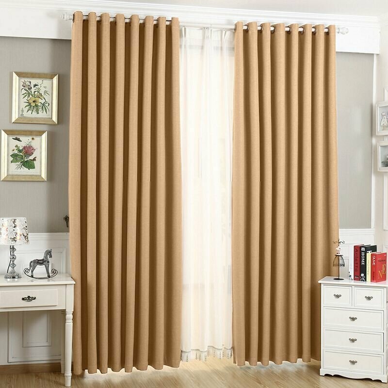 Шторы блэкаут на люверсах - 2шт. (шир. 200 см * выс. 260 бежевые Цена за 2 шторы БК-Л-1