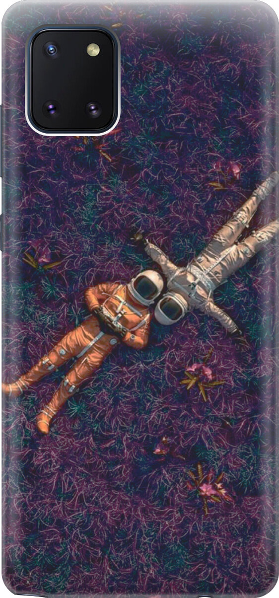 Силиконовый чехол на Samsung Galaxy Note 10 Lite, Самсунг Ноут 10 Лайт с принтом "Счастливые космонавты"