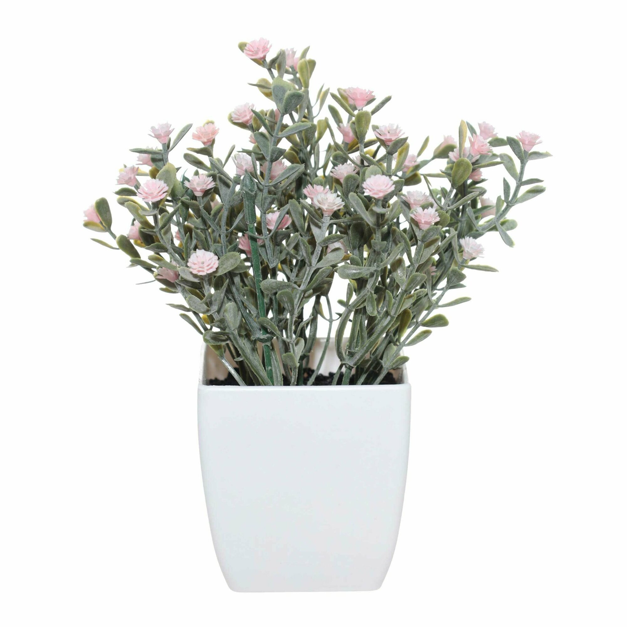 Растение искусственное, 17 см, в горшке, пластик/металл, Розовые цветы, Pot garden, Kuchenland