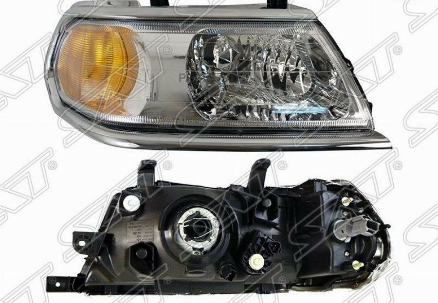 Фара Mitsubishi Pajero Sport 04-08 (Справа/ Галоген/ С электрокорректором) SAT ST-114-1121CR | цена за 1 шт