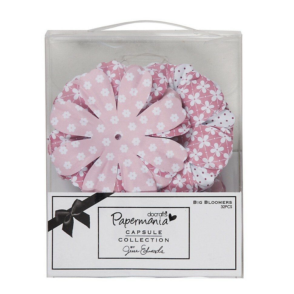 Docrafts PMA368100 Декоративные элементы "Крупные цветы" Parkstone Pink, 8 см, 32 шт