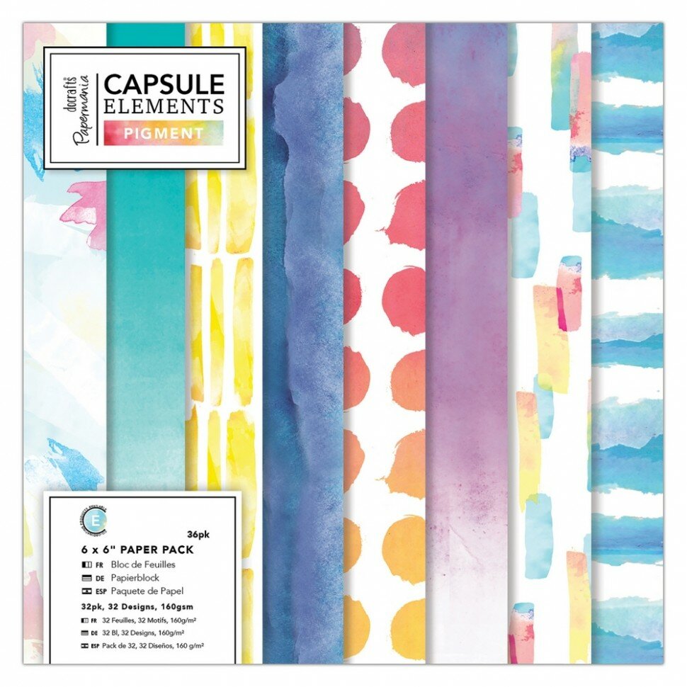 #PMA160259 Набор бумаги для скрапбукинга "Elements Pigment" 15.2 х 15.2 см Docrafts 36 листов