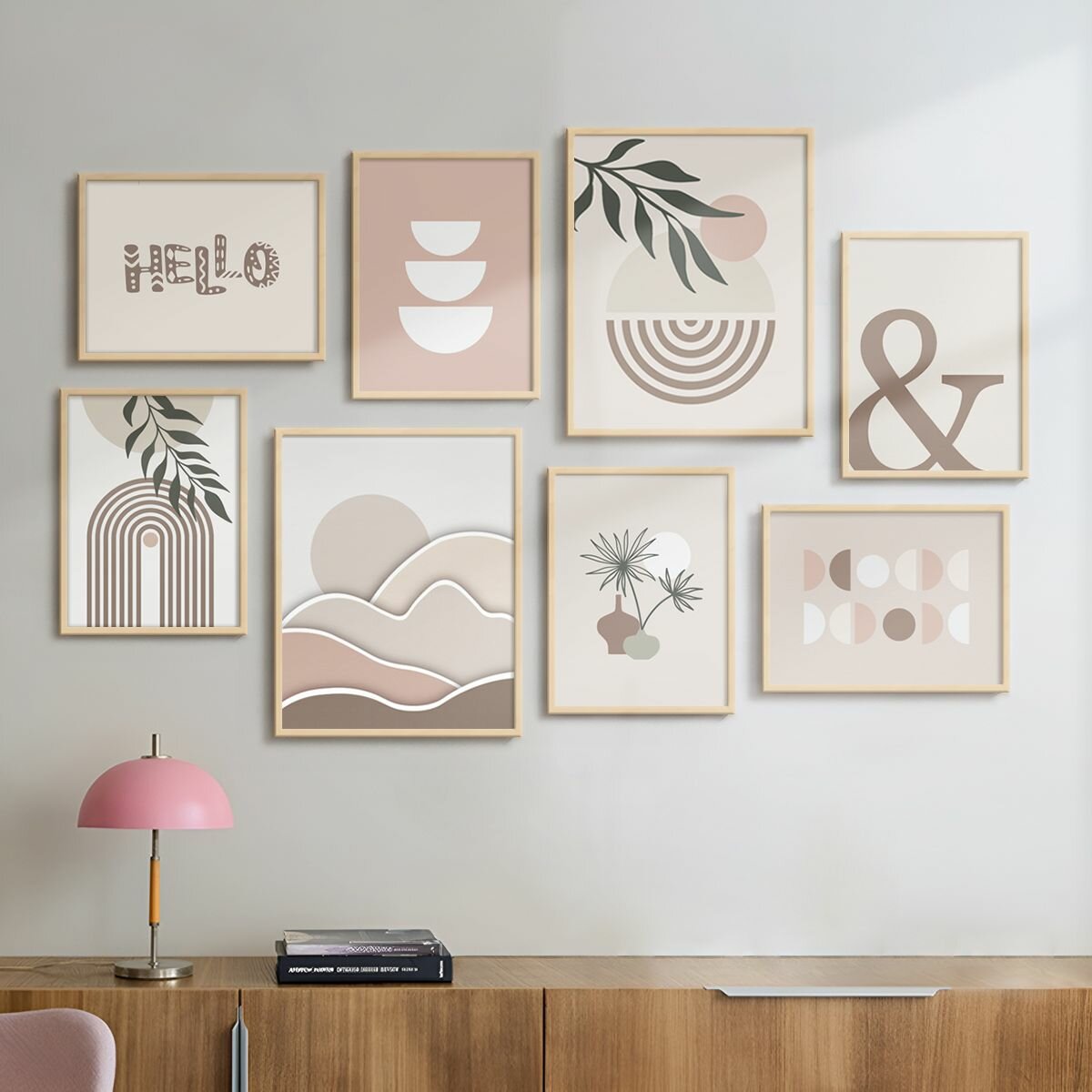 Постеры на стену для интерьера "В стиле бохо" 8 шт, набор постеров, плакаты на стену, 28 Картин
