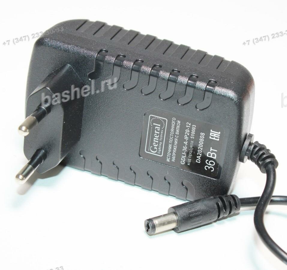 Блок питания 12V, 36W, 3A General GDLI-36-A-IP20-12