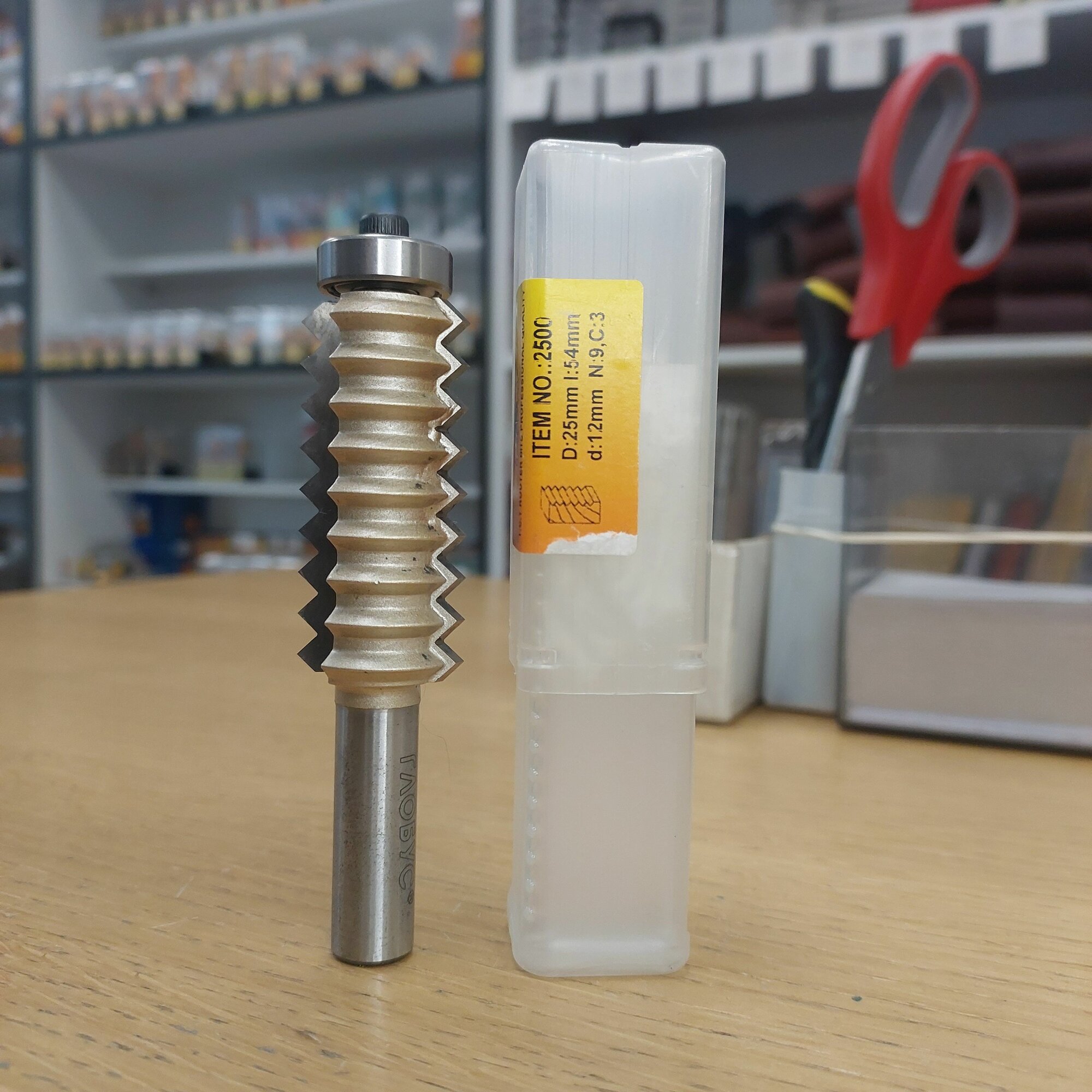 Фреза для сращивания Z:9 Глобус 2500 D:25mm I:54mm d:12mm Z:9, C:3 "Треугольный шип"с(ниж подш) Арт:2500D25d12