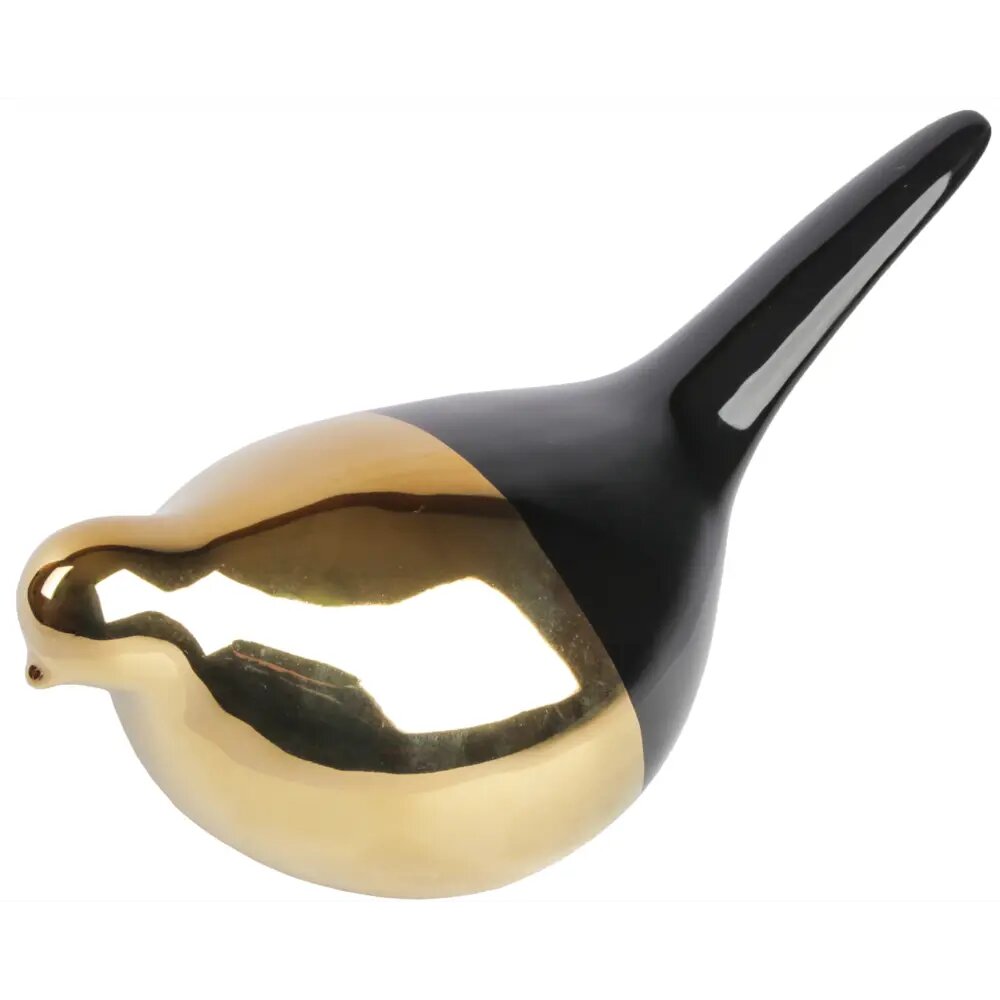 Фигура декоративная Птичка черно-золотая керамика 10.5 см