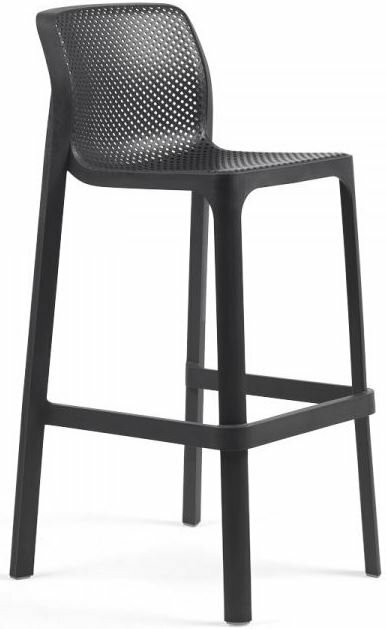 Стул пластиковый барный Net Stool Nardi черный, пластик, твердое сиденье, без подлокотников