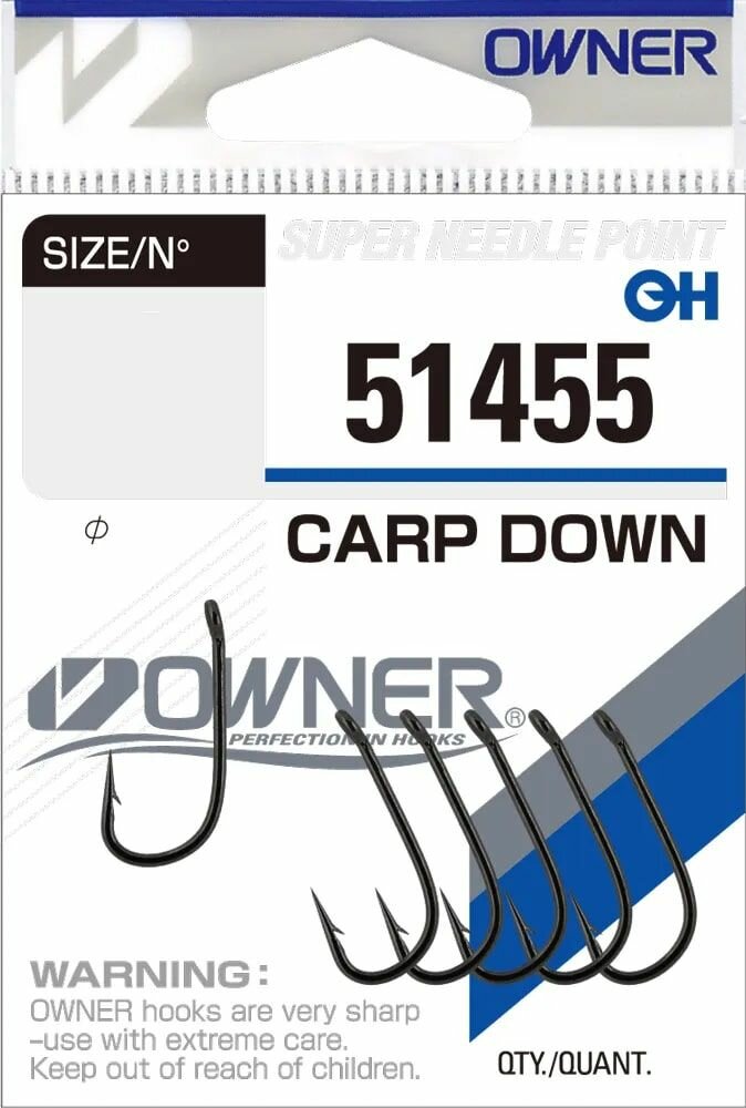 Крючки рыболовные Owner 51455 № 08 (6шт) Carp Down, одинарные