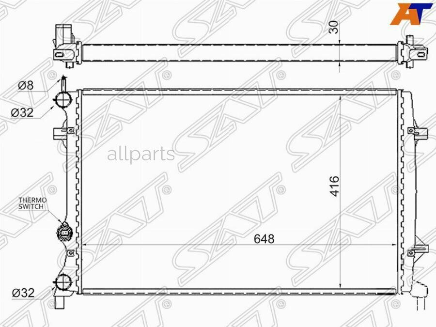 SAT SG-VW0008-2 Радиатор Volkswagen Jetta 10-19 / Beetle 11-19