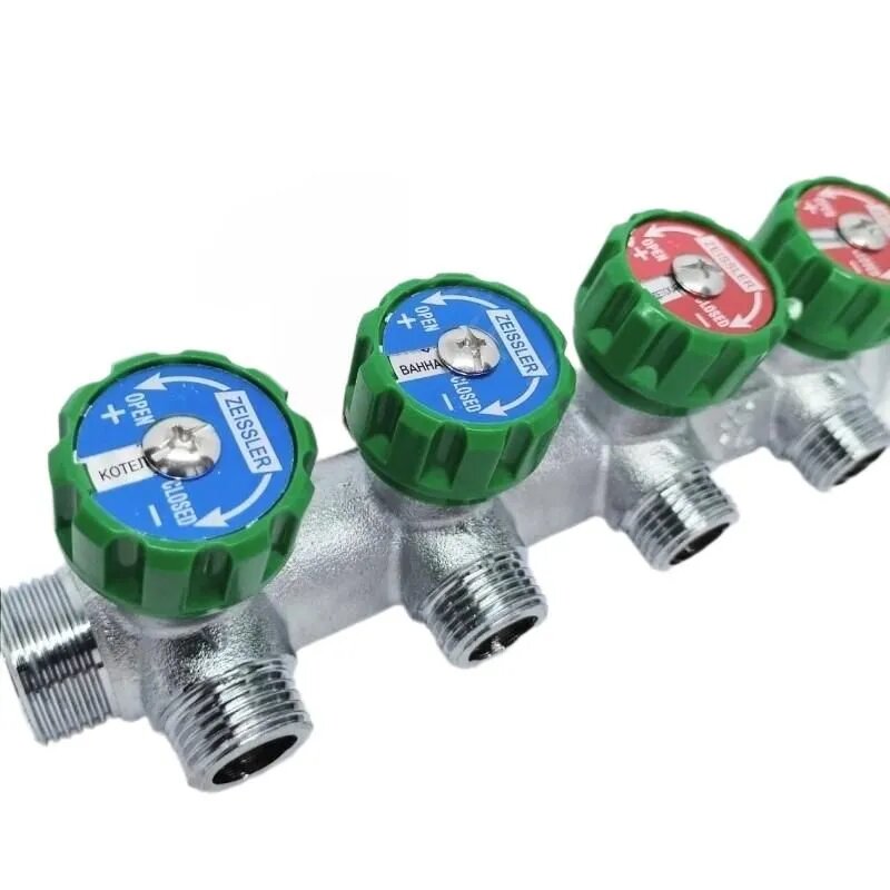 Коллектор вентильный под евроконус 90* 1х3/4 на 4 выхода Zeissler