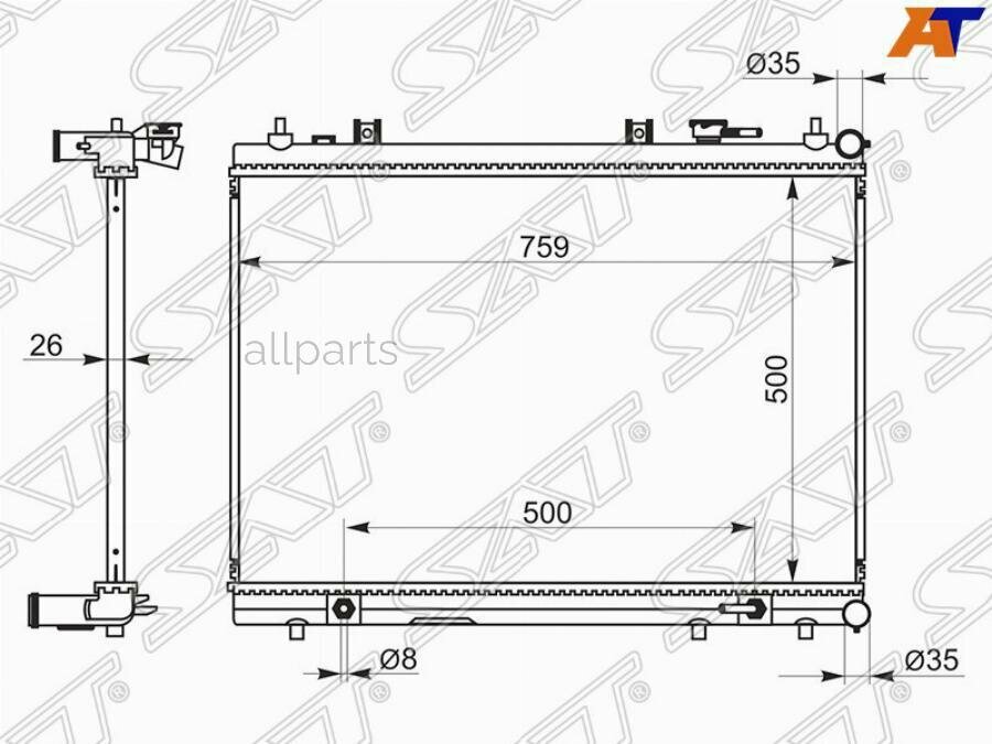 SAT NS00010 Радиатор Nissan Murano 16-22 / Pathfinder 12-21