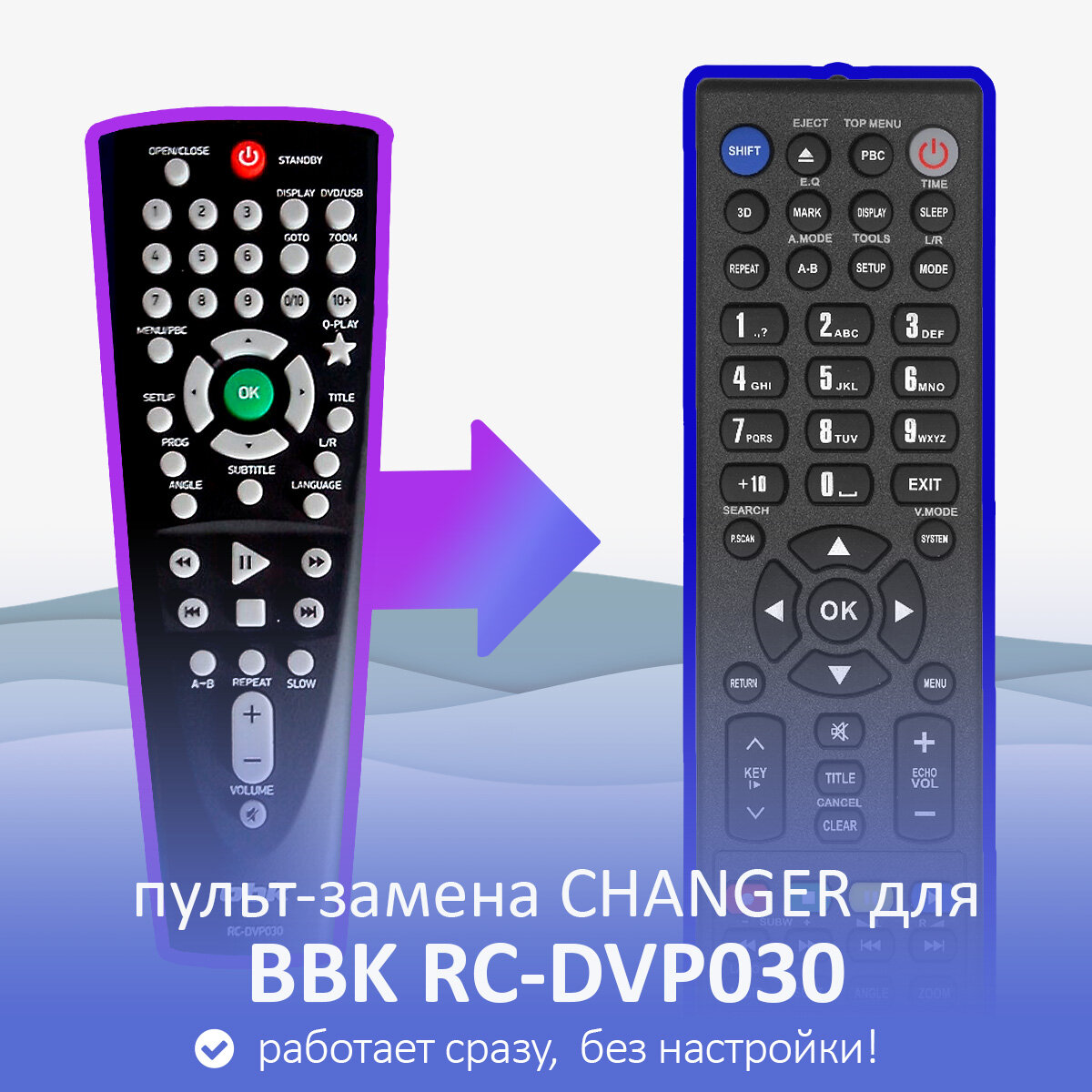 Пульт-замена для BBK DVP030S