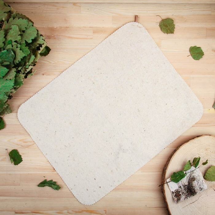 Коврик - сидушка для бани, 50×40 см, войлок, белый