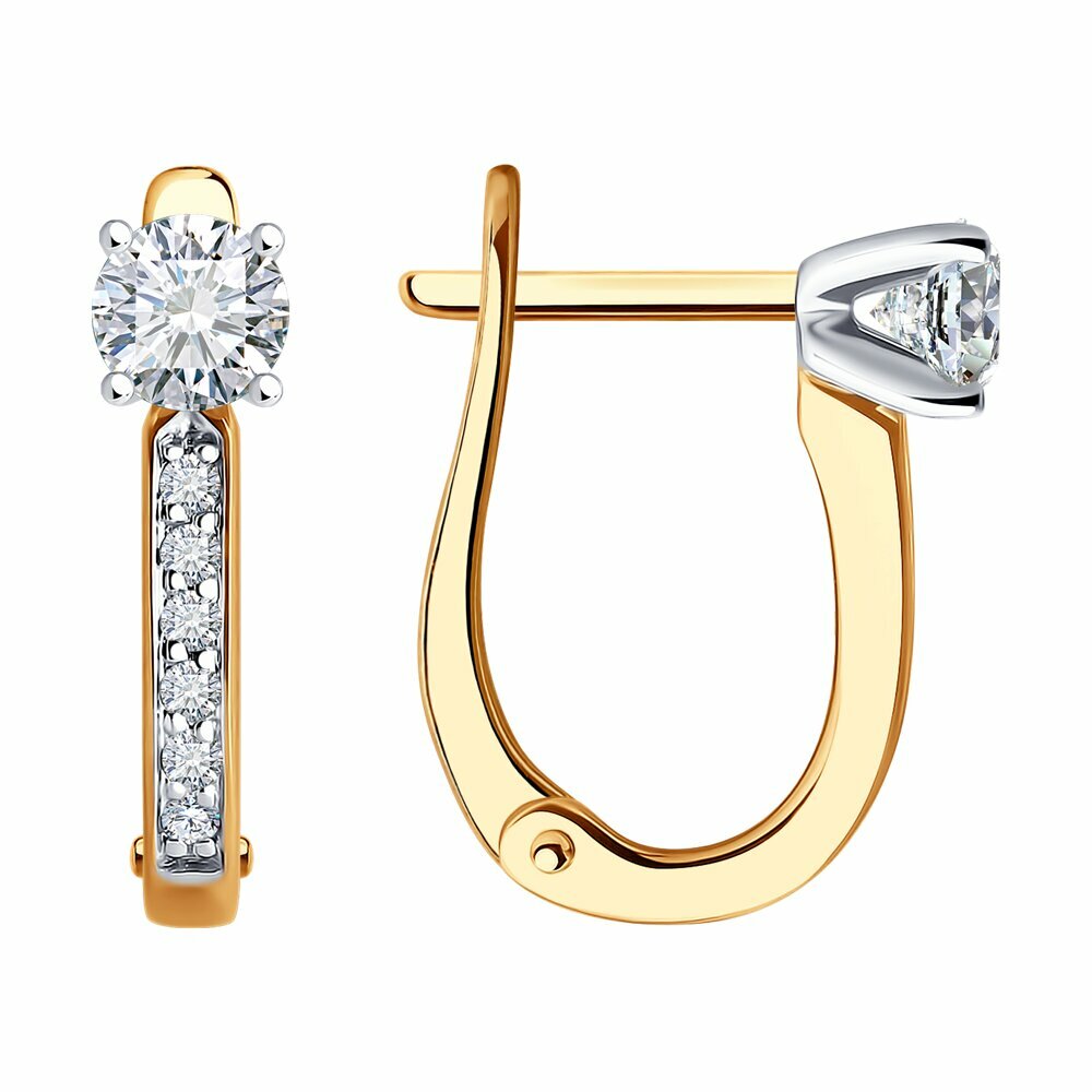 Серьги, красное золото, 585 проба, бриллиант