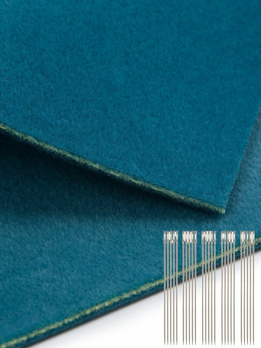 Коврик для работы с бисером (30 х 23 х 0.4 см, Голубой) с комплектом бисерных игл.