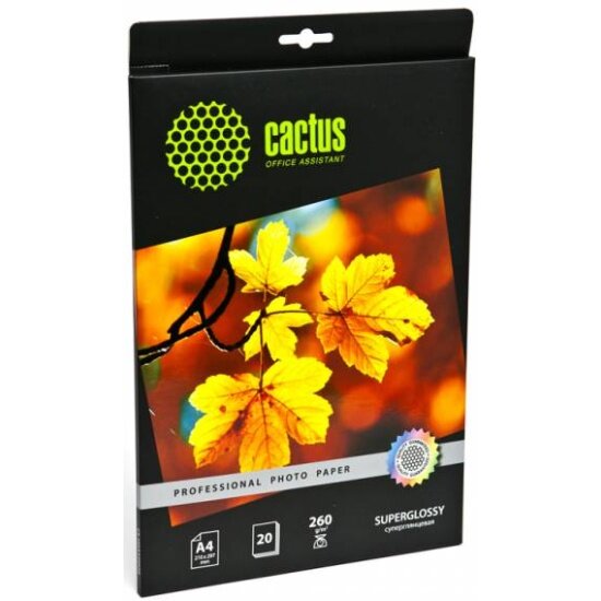 Фотобумага Cactus CS-HGA426020 Professional суперглянцевая А4 260 г/м2 20 листов