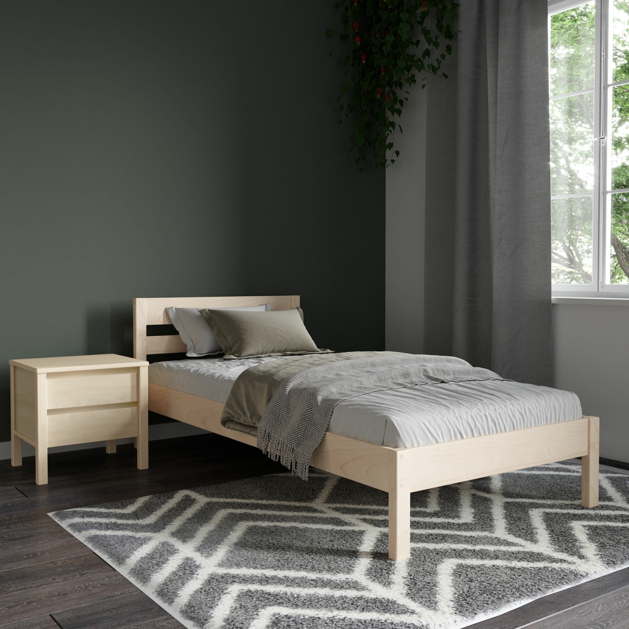 Кровать односпальная, 80х190 см, Hansales, деревянная, из массива березы