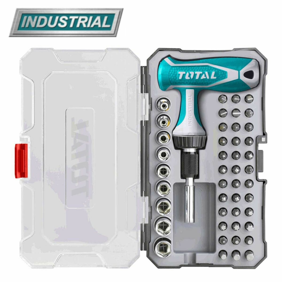 Отвертка TOTAL TACSD30476, Т-образная, реверсивная, с насадками, 47 предметов