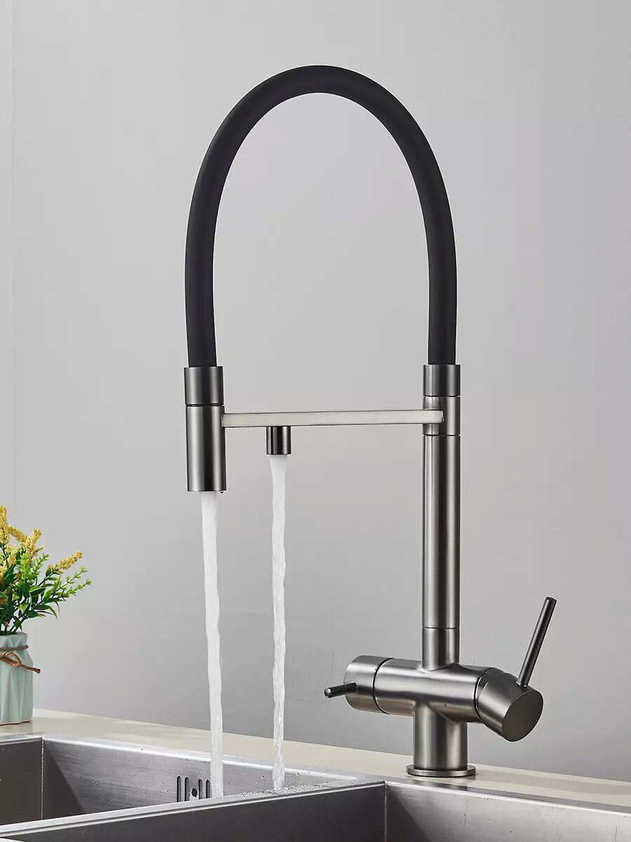 Смеситель для кухни с фильтром и гибким изливом